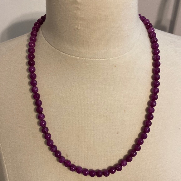 Jewelry | Magenta Vintage Bead Necklace Pinkpurple Stonepainted | Poshmark